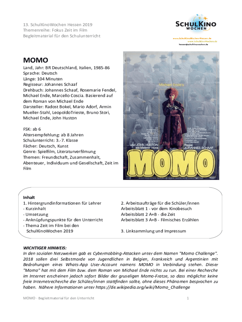 Ausfüllbar Online Fokus Zeit im Film Begleitmaterial fr den ...