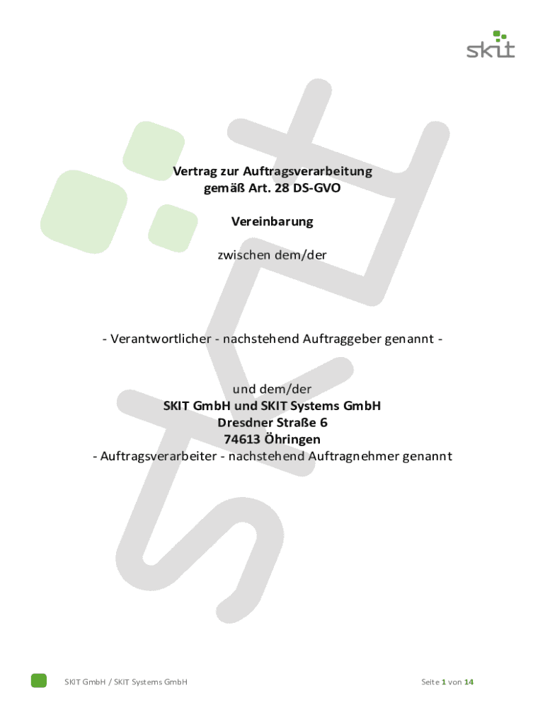 Ausfüllbar Online Auftragsverarbeitung gem. Art. 28 EU-DS-GVO Fax Email Drucken - pdfFiller