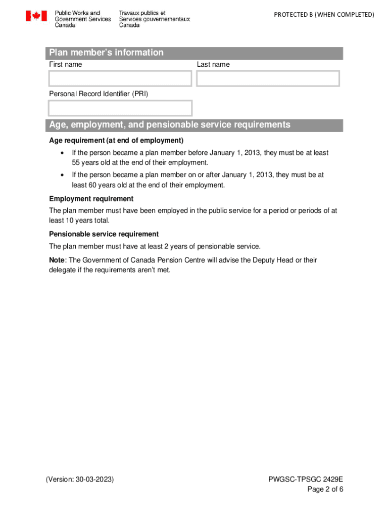 Fillable Online TPSGC 2429 - Request for a pension reduction waiver ...