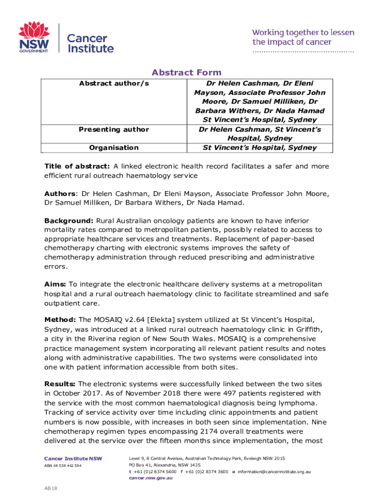 Fillable Online Abstract author/s Fax Email Print - pdfFiller