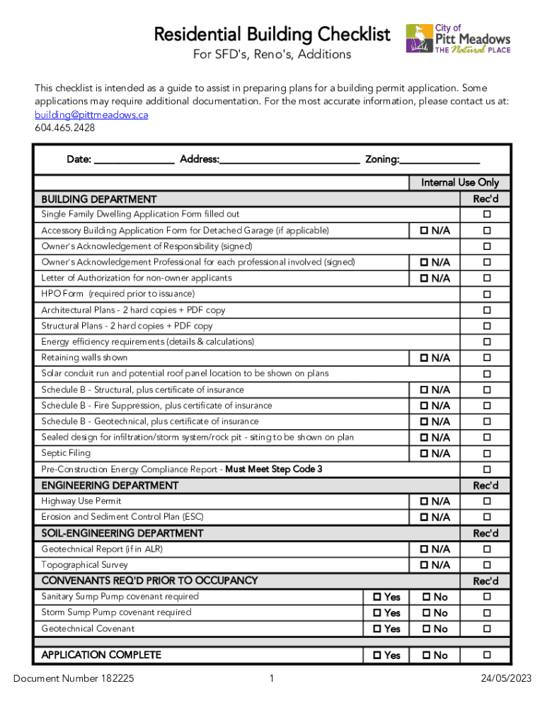 Fillable Online Residential Building Checklist Fax Email Print - pdfFiller
