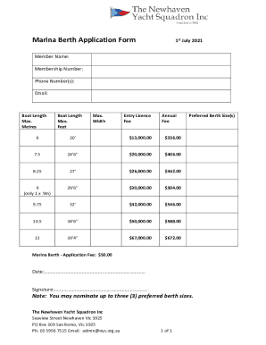 Fillable Online Marina Berth Application Form Fax Email Print - pdfFiller