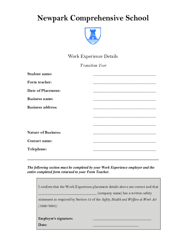 Fillable Online Work Experience Details Fax Email Print - pdfFiller