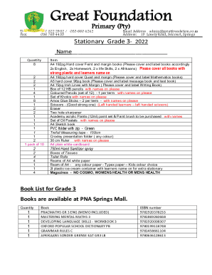 Fillable Online Grade 3 stationary and book list Fax Email Print ...