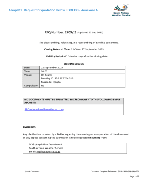 Fillable Online Request for quotation below R500 000 - Annexure A Fax ...