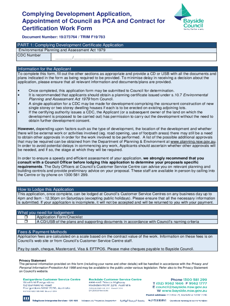 Fillable Online COMPLYING DEVELOPMENT CERTIFICATE ... Fax Email Print ...