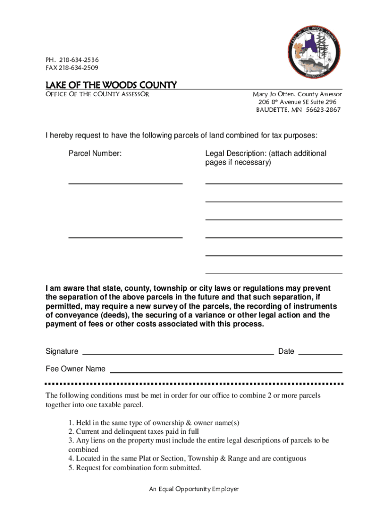Fillable Online Mary Jo Otten - County Assessor - Lake of the Woods ...