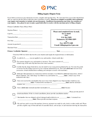 Fillable Online Billing Inquiry/Dispute Form Fax Email Print - pdfFiller