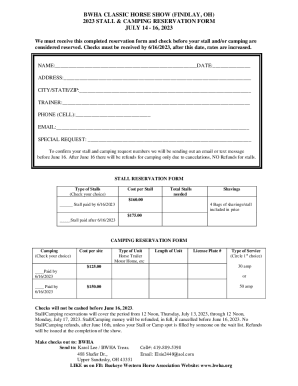 Fillable Online Fall Classic Forms, Stall card, mailing list for WMAHA ...