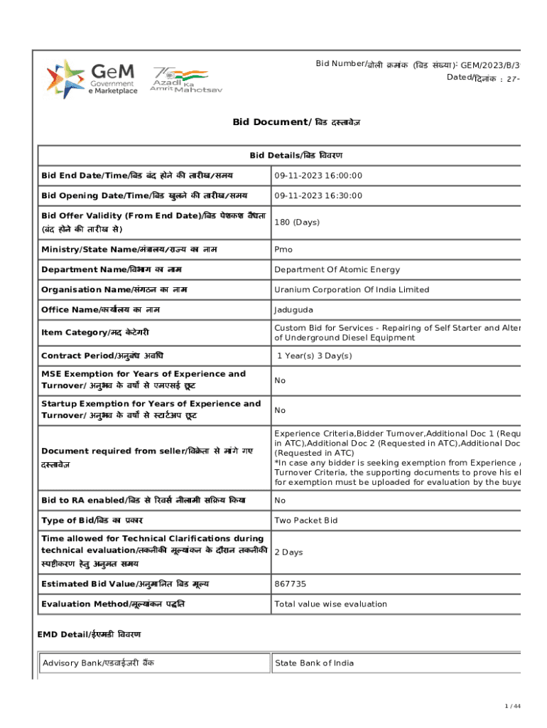 Fillable Online ucil gov NOTICE INVITING TENDER Pre-Qualification ...