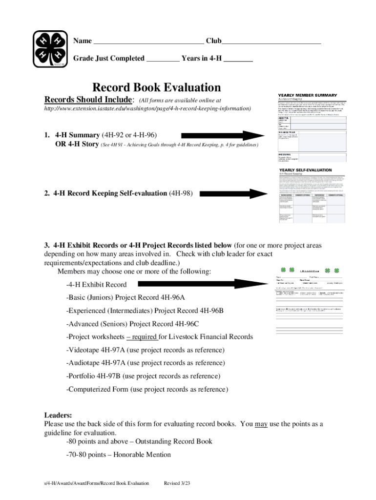 Fillable Online Yearly Self-Evaluation -- Record Keeping - ISU Extension Store Fax Email Print ...
