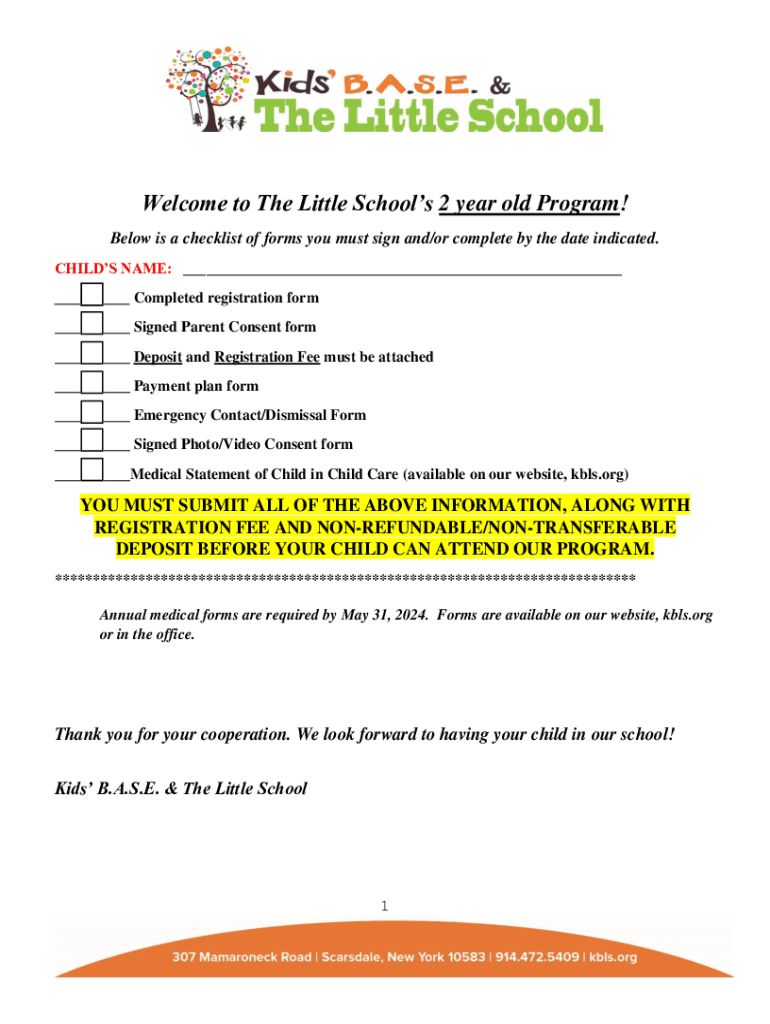 Fillable Online Three Year Old ORIENTATION (Orientation Schedules Pg. 2 & 3) Fax Email Print ...