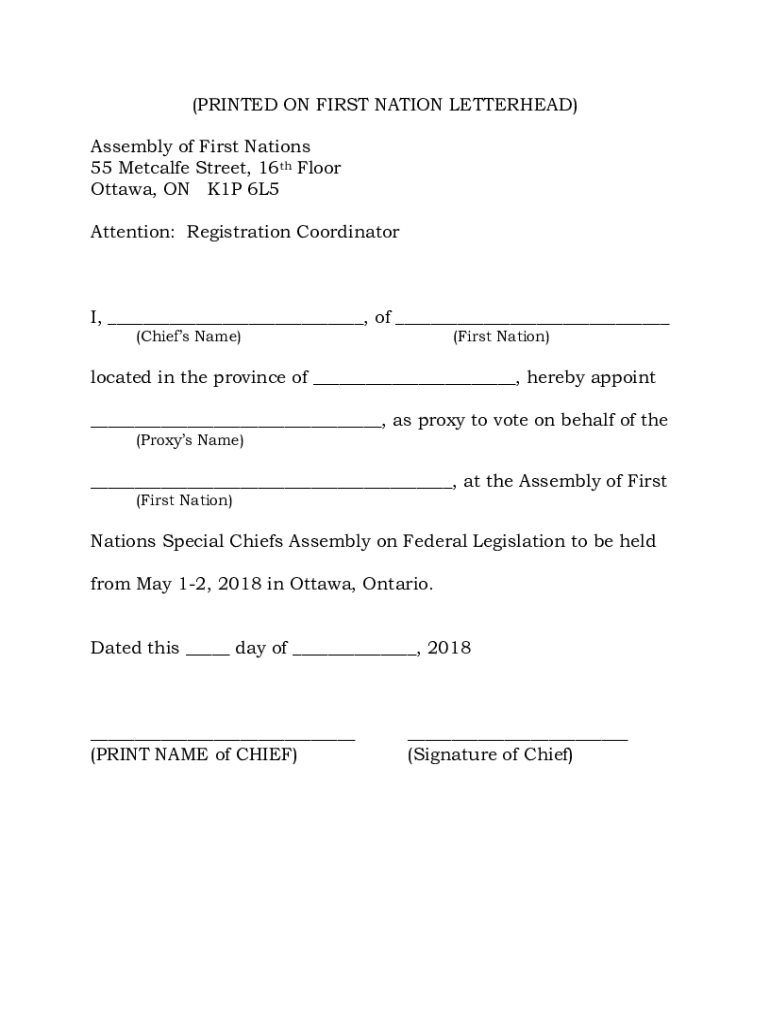 Fillable Online (AFN Letterhead) - Assembly of First Nations Fax Email ...