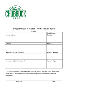 Fillable Online Direct Deposit of Payroll - Authorization Form Fax ...