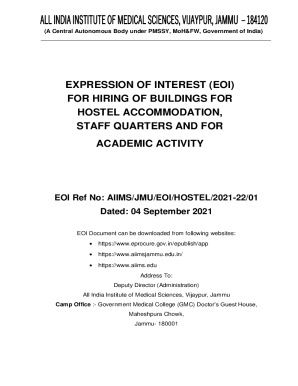 Fillable Online expression of interest (eoi) for hiring of buildings ...