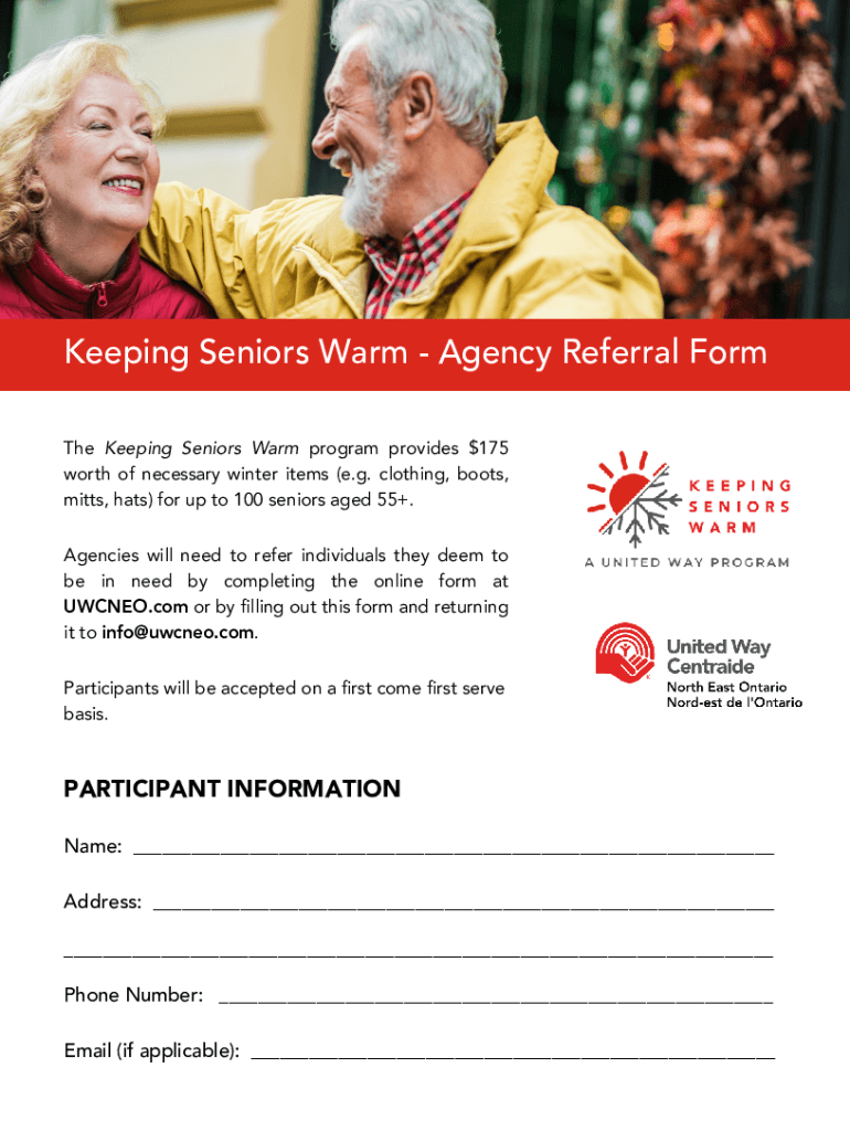 Fillable Online Keeping Seniors Warm - Agency RFeferral Print Form Fax ...