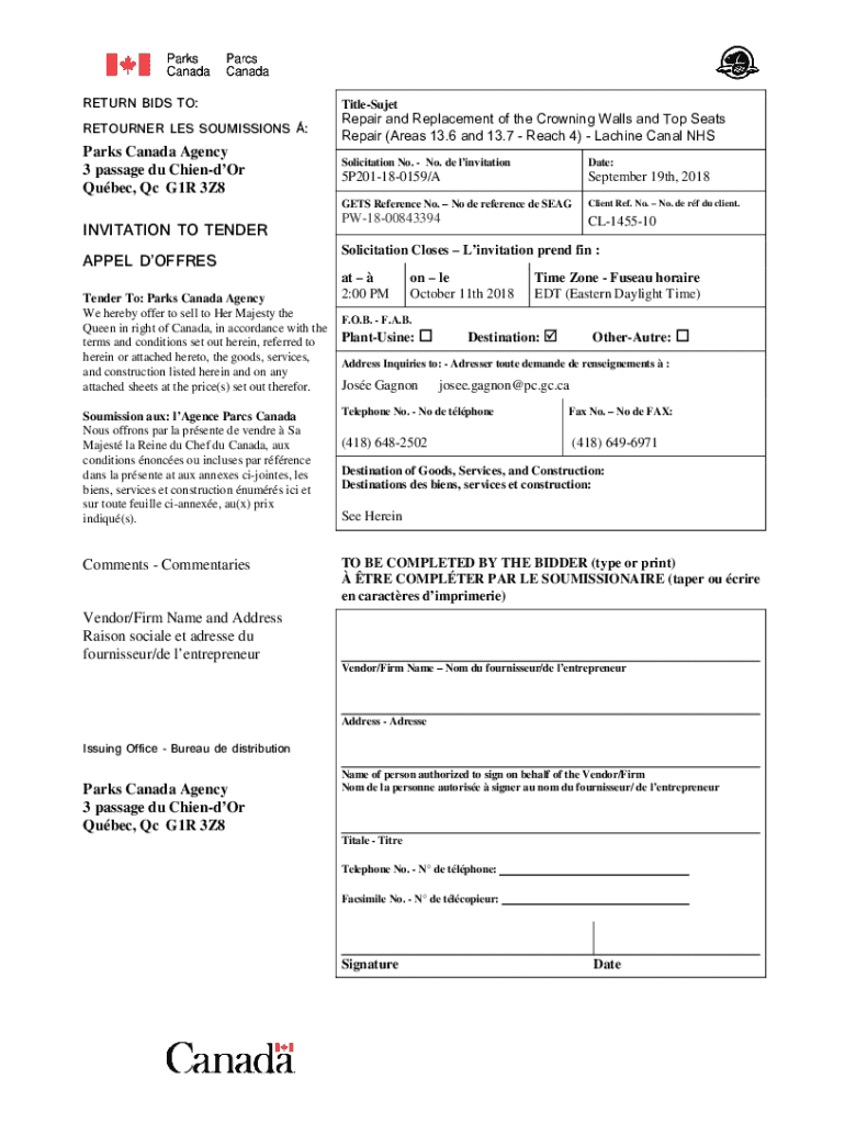 Fillable Online Parks Canada Agency 3 Passage du Chien-d'Or Qubec, ... Fax Email Print - pdfFiller