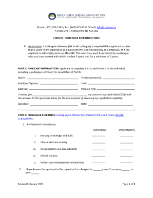 Fillable Online Fillable Online FORM B COLLEAGUE REFERENCE FORM Fax ...