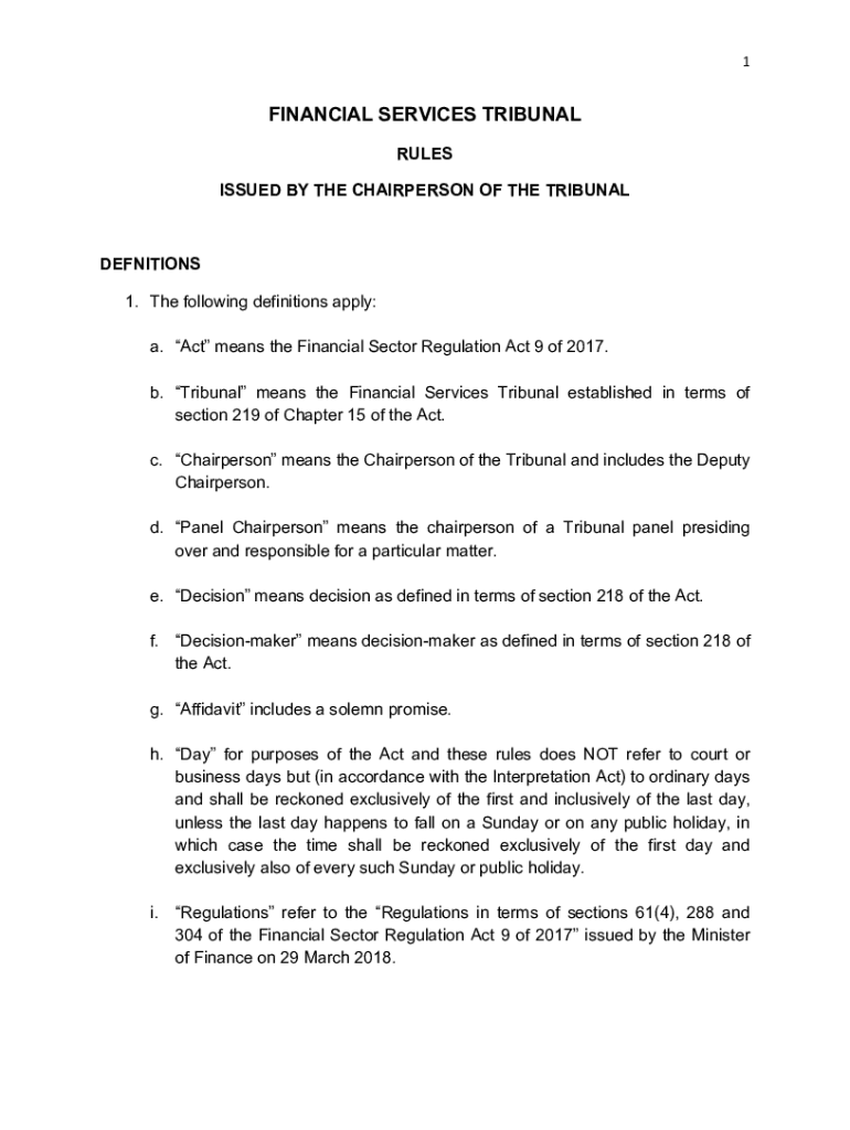 Fillable Online The Financial Services Tribunal is ready for action Fax ...