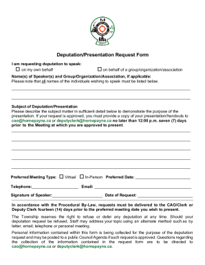Fillable Online Request for Electronic Deputation/Presentation Form Fax ...