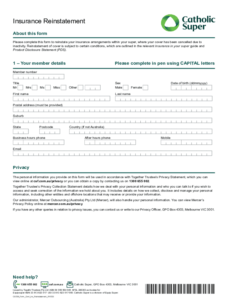 Fillable Online Superannuation Forms, PDSs and Offer Documents Fax ...