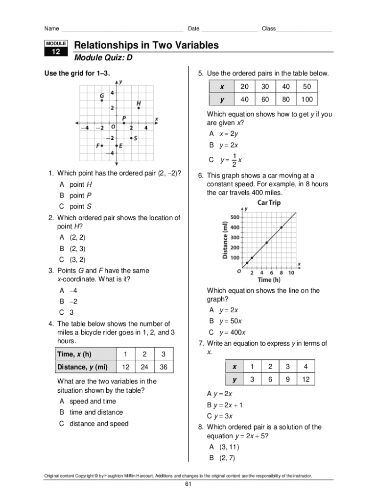 Fillable Online Module 12 Relationships in Two Variables Flashcards Fax Email Print - pdfFiller