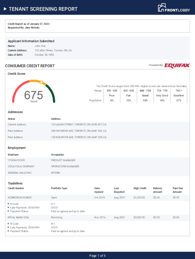 Fillable Online TENANT SCREENING REPORT Fax Email Print - pdfFiller