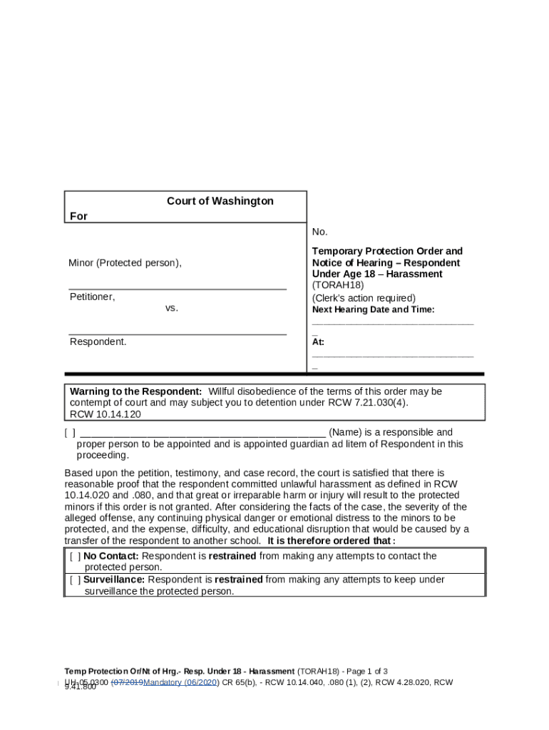 How to File for a Protection Order - Washington State Courts Doc ...