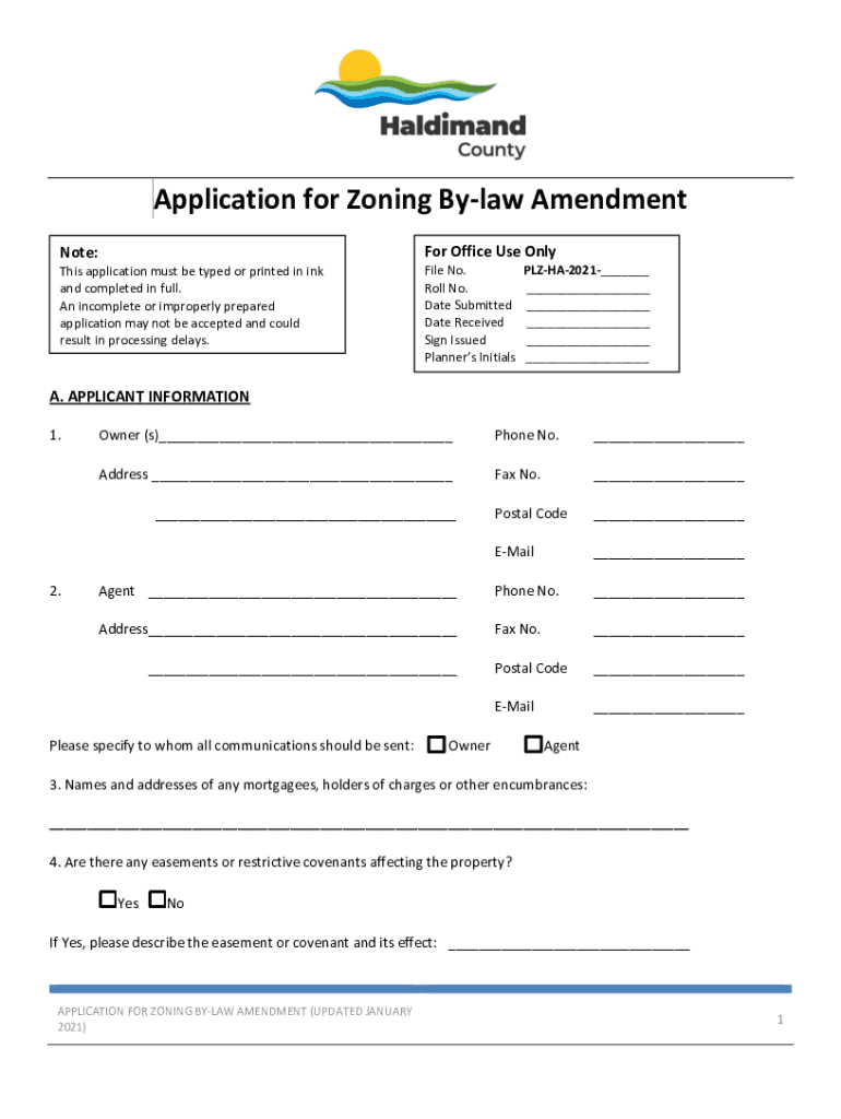 Fillable Online 2023 - Application for Zoning By-Law Amendment Fax ...