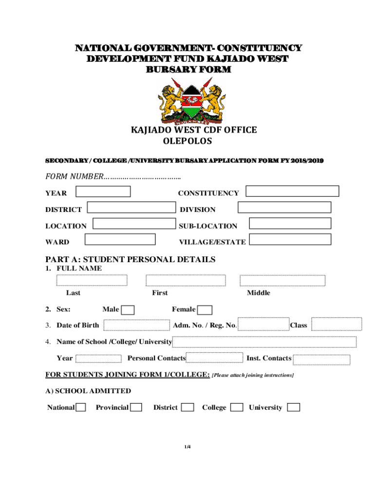 Fillable Online constituency development fund kajiado west bursary form ...