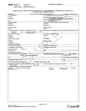 Fillable Online Guidelines for Animal and public health certificate for ...