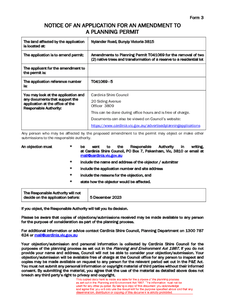 Fillable Online AMEND a Planning Permit - Planning Victoria Fax Email ...
