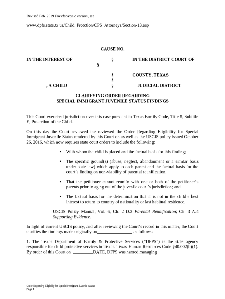 Motion for Findings Regarding Special Immigrant Juvenile ... Doc ...