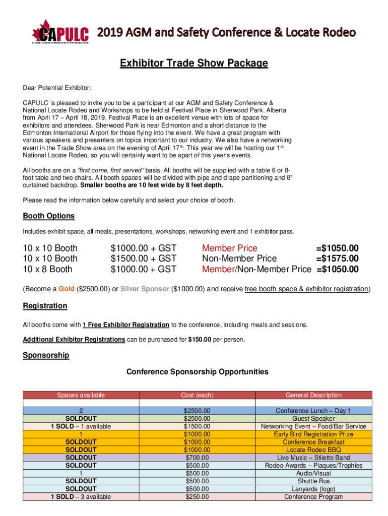 Fillable Online Information Packet (Exhibitors, Contributors, and ...