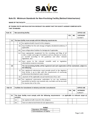 Fillable Online savc org Rule 35: Minimum Standards for Non-Practicing ...