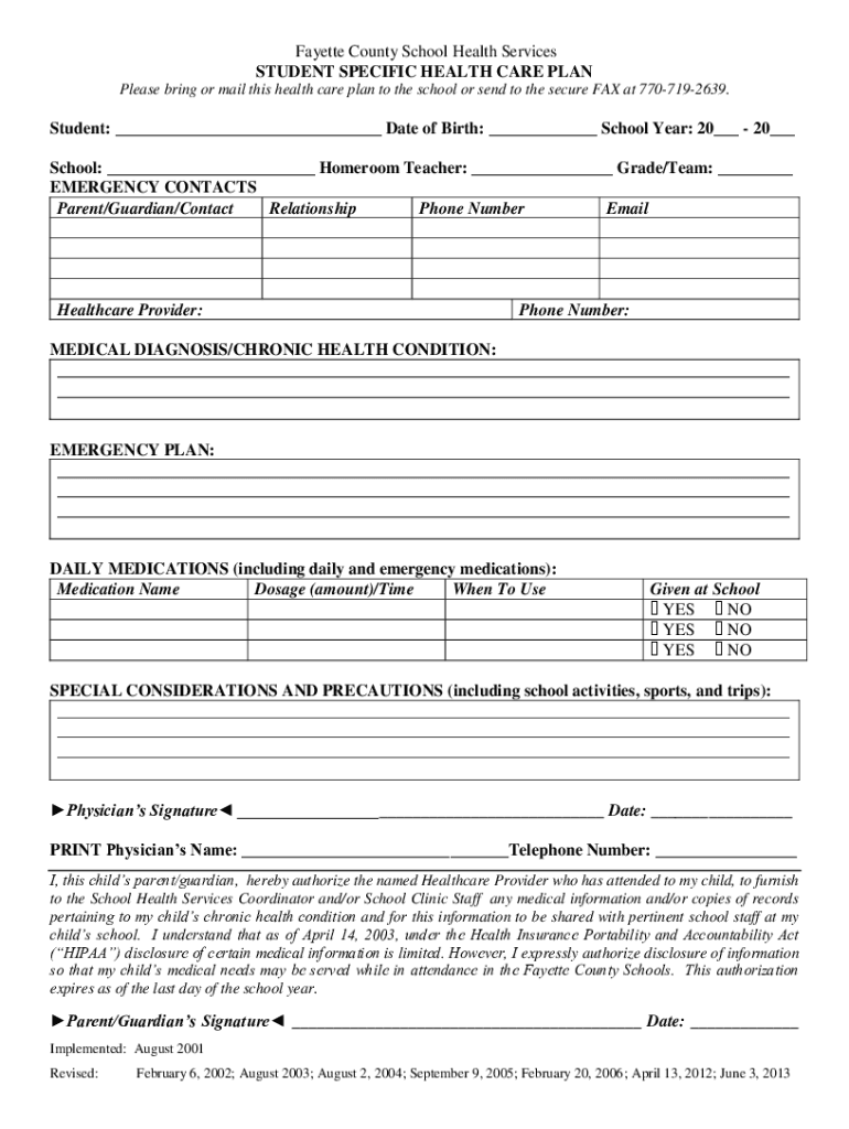 Fillable Online School Health Services / Flyers, Forms & Resources Fax ...