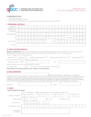 Fillable Online Request for list of licensed certifiers form Fax Email Print - pdfFiller