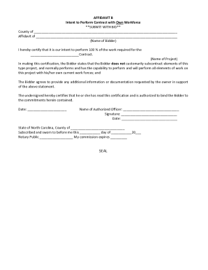 Fillable Online State of North Carolina --AFFIDAVIT B-- Intent to ...