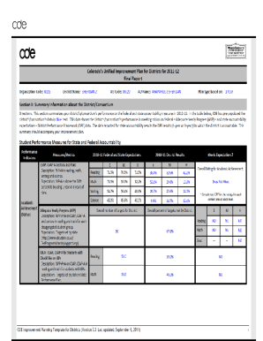 Fillable Online cedar2 cde state co CDE Improvement Planning Template ...