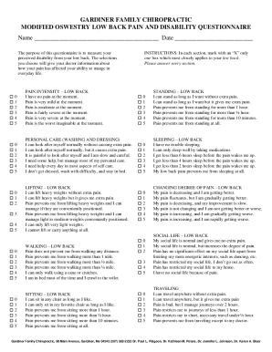 Fillable Online Oswestry Form by Grand Chiropractic Fax Email Print ...