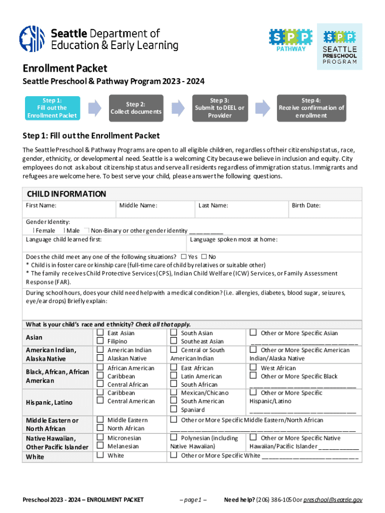 Fillable Online Preschool Enrollment Guide for Providers documents from ...