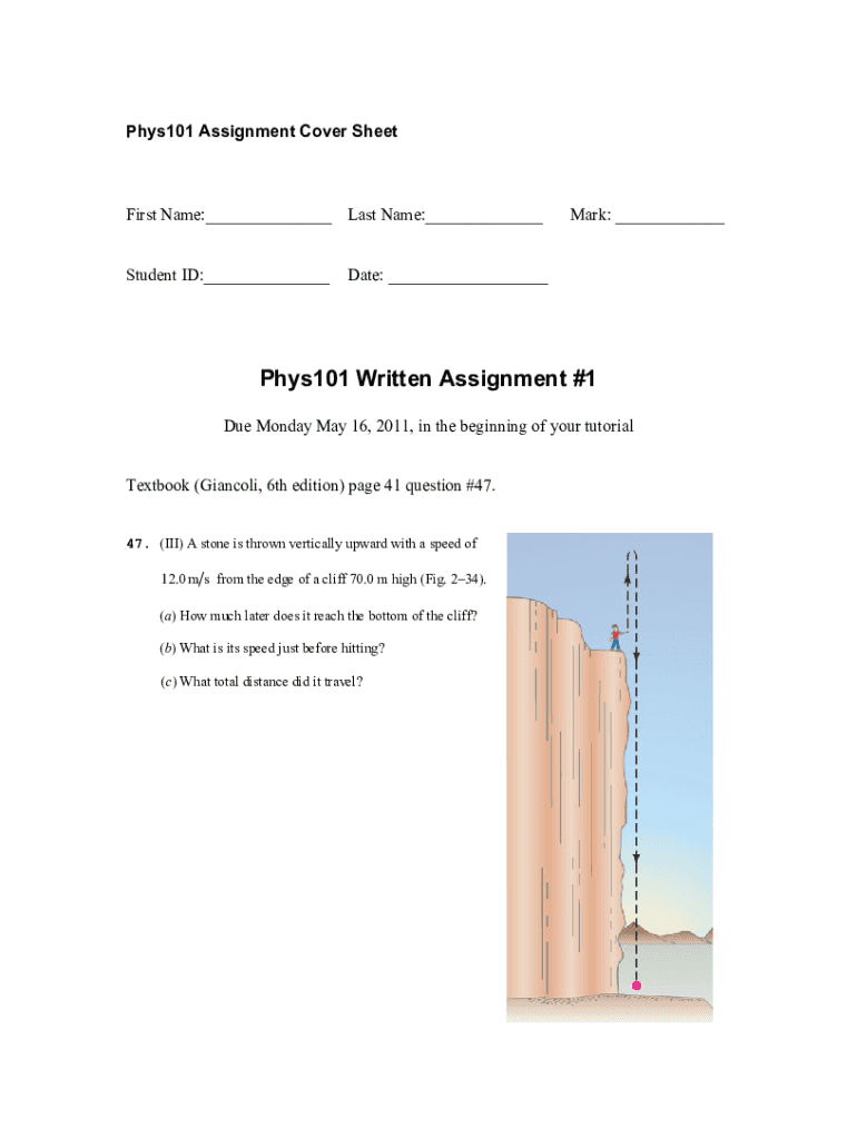 Fillable Online Solved PHYS 101 - Final assignment for 10% of the ... Fillable Online Solved PHYS 101 - Final assignment for 10% of the ...