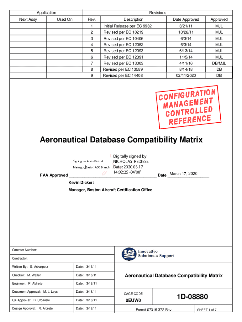 Fillable Online Aeronautical Database Compatibility Matrix Fax Email ...
