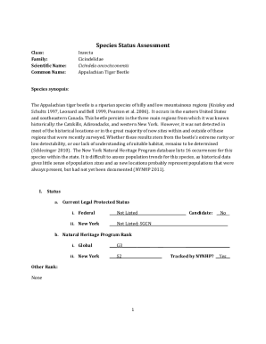 Fillable Online Species Assessment for Appalachian tiger beetle ...