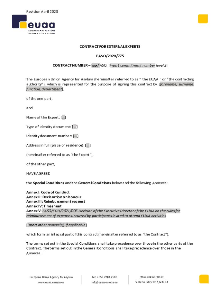 Fillable Online Annex III - Model contract with annexes. Model Contract ...