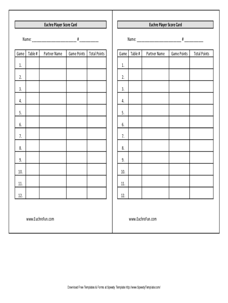 Fillable Online Euchre Score Pads (3 Pads, 50 Sheets Each) Enjoy The ...