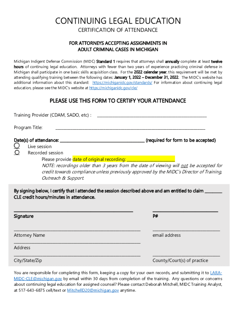 Fillable Online please use this form to certify your attendance Fax ...