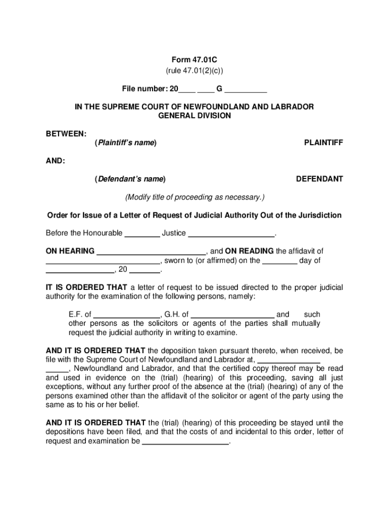 Fillable Online Form 47.01C (rule 47.01(2)(c)) File number: 20G Fax ...