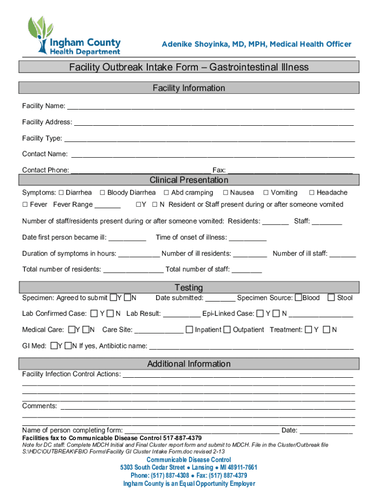 Fillable Online Ingham County Health Department announces new Medical ...