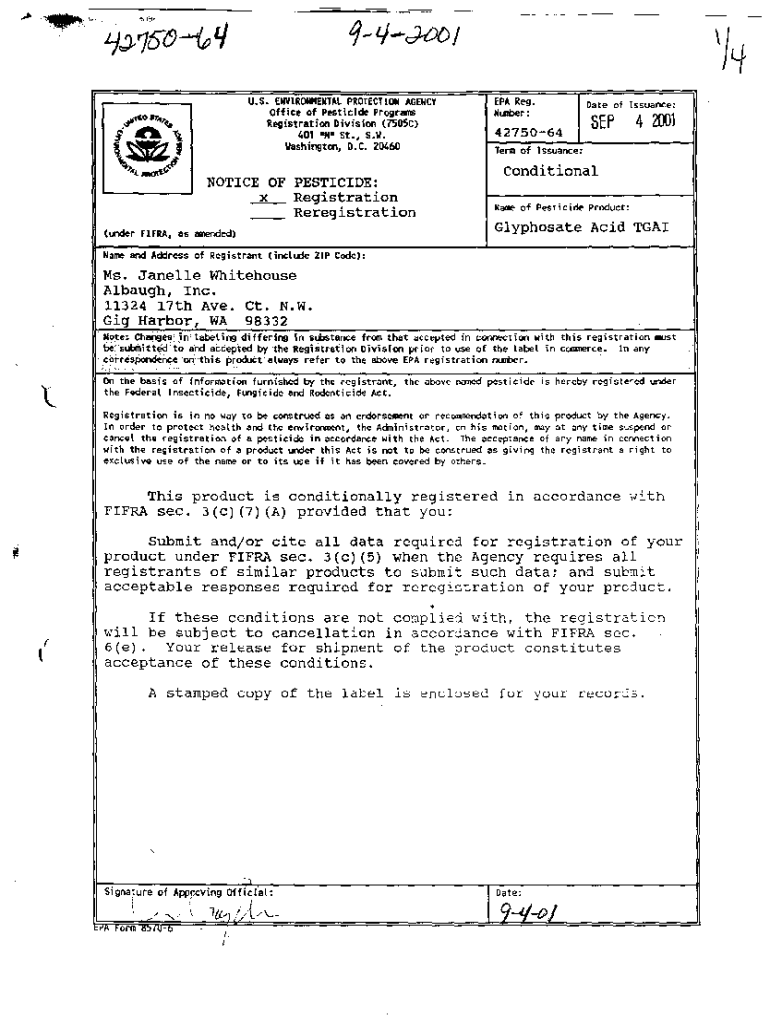 Fillable Online U.S. EPA, Pesticide Product Label, , 09/04/2001 ...